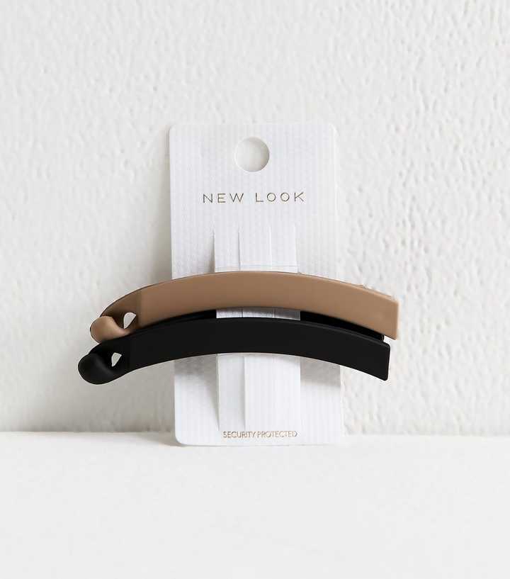 Pack Of 2 Neutral Matte Banana Hair Clips | New Look