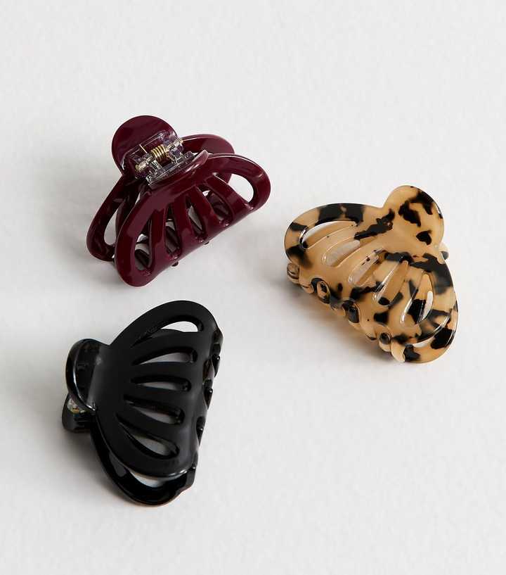 Pack Of 3 Multi Colour Mini Curved Clip | New Look