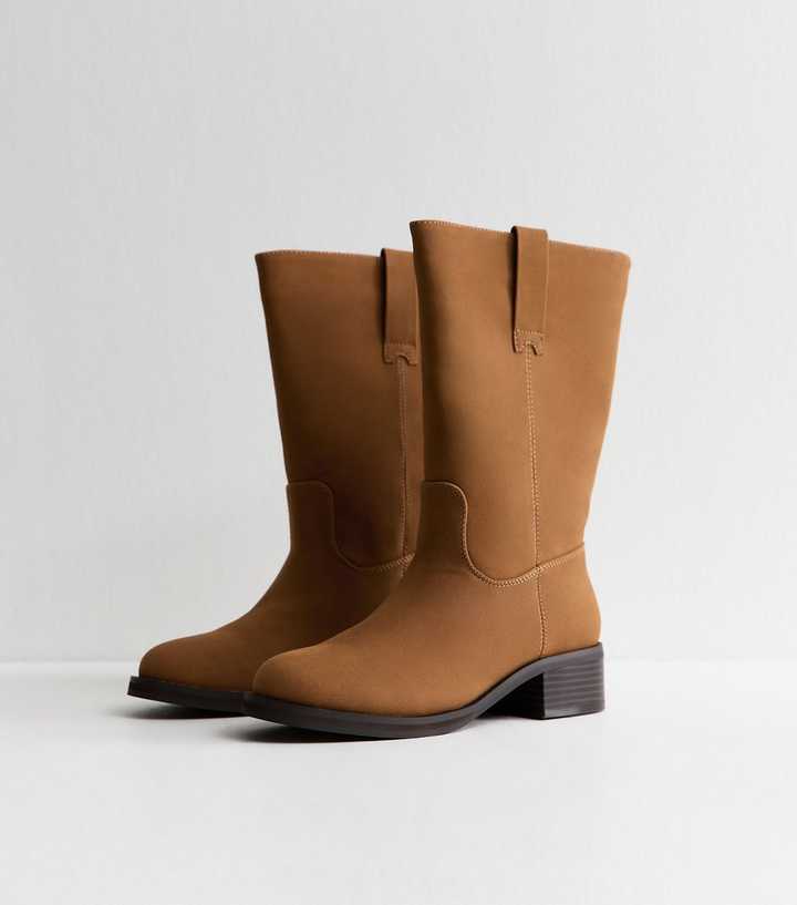 Tan Faux Suede Pull On Boots | New Look
