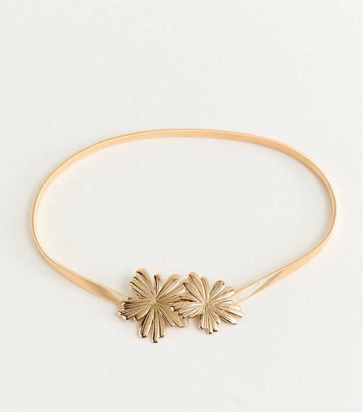 Gold Slinky Flower Belt | New Look