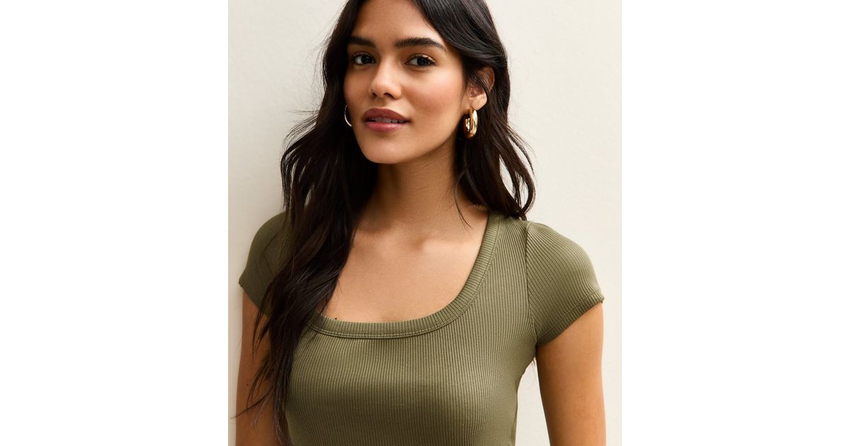 Green Square Neck Top | New Look