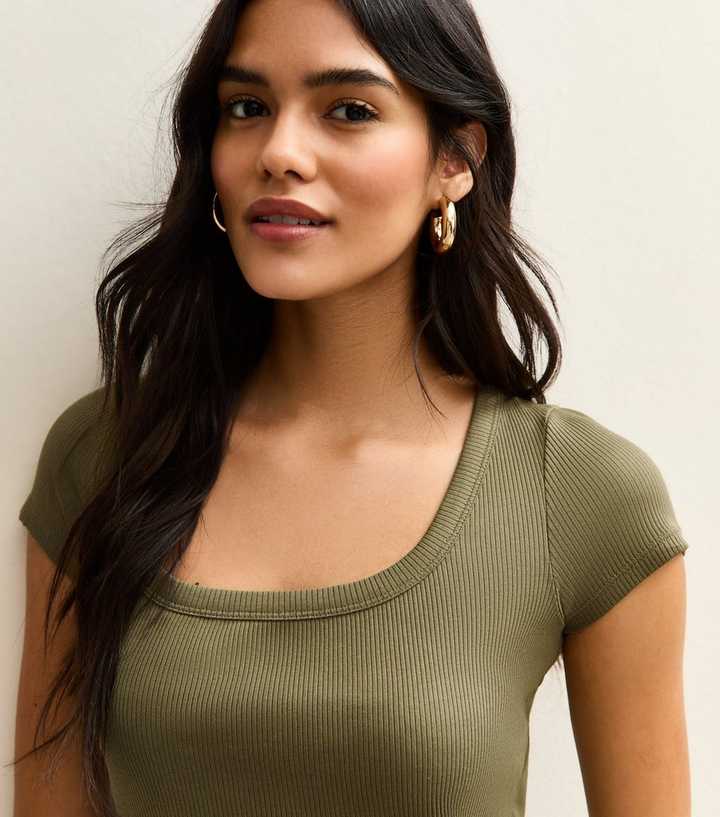 Green Square Neck Top | New Look
