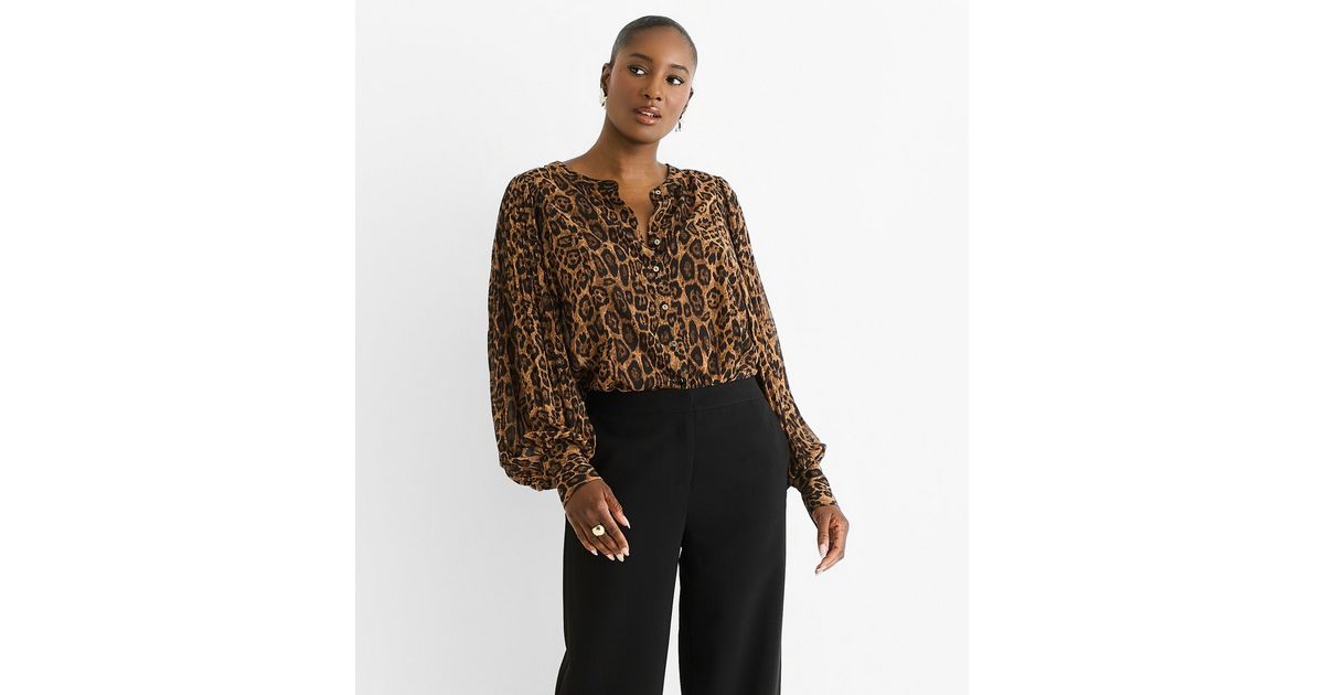 Gini London Brown Leopard Print Chiffon Blouse | New Look