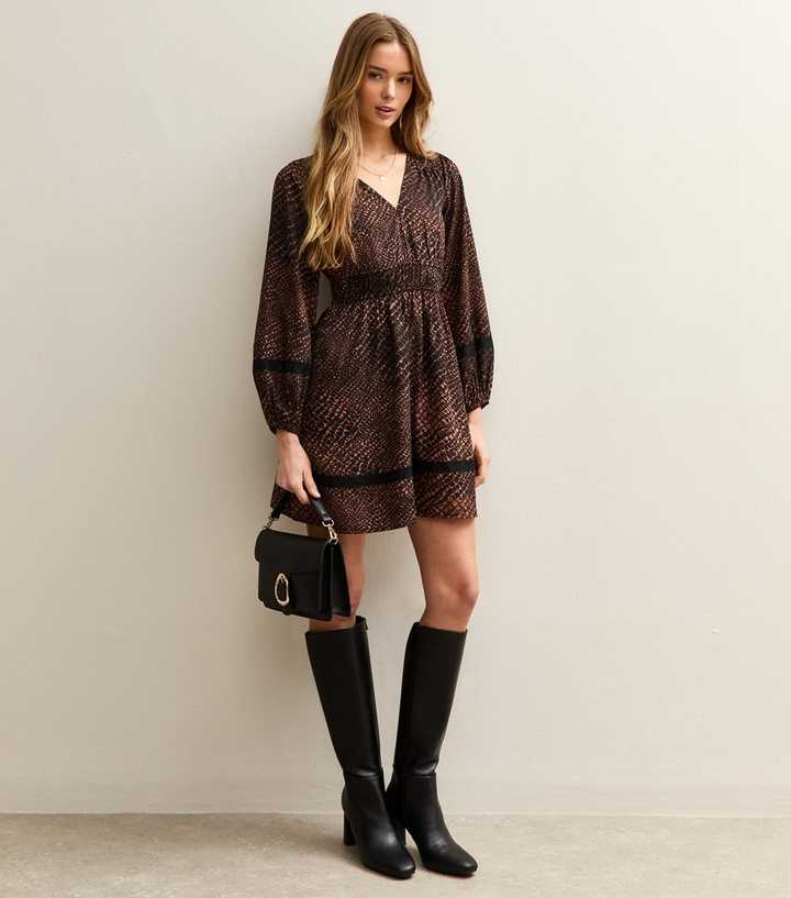 Brown Animal Print Long Sleeve Mini Dress | New Look