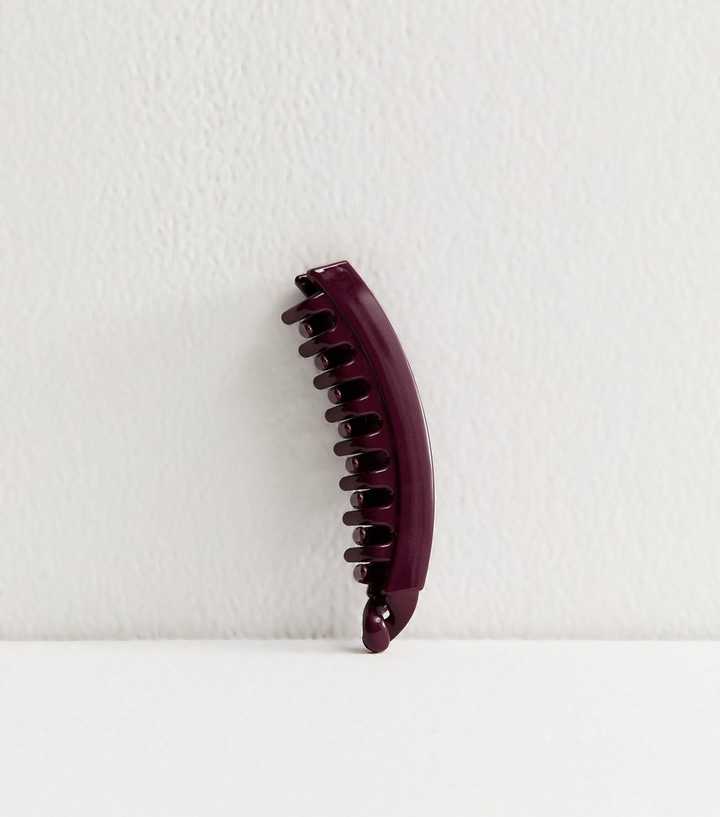 Dark Burgundy Curved Hair Claw Clip | New Look