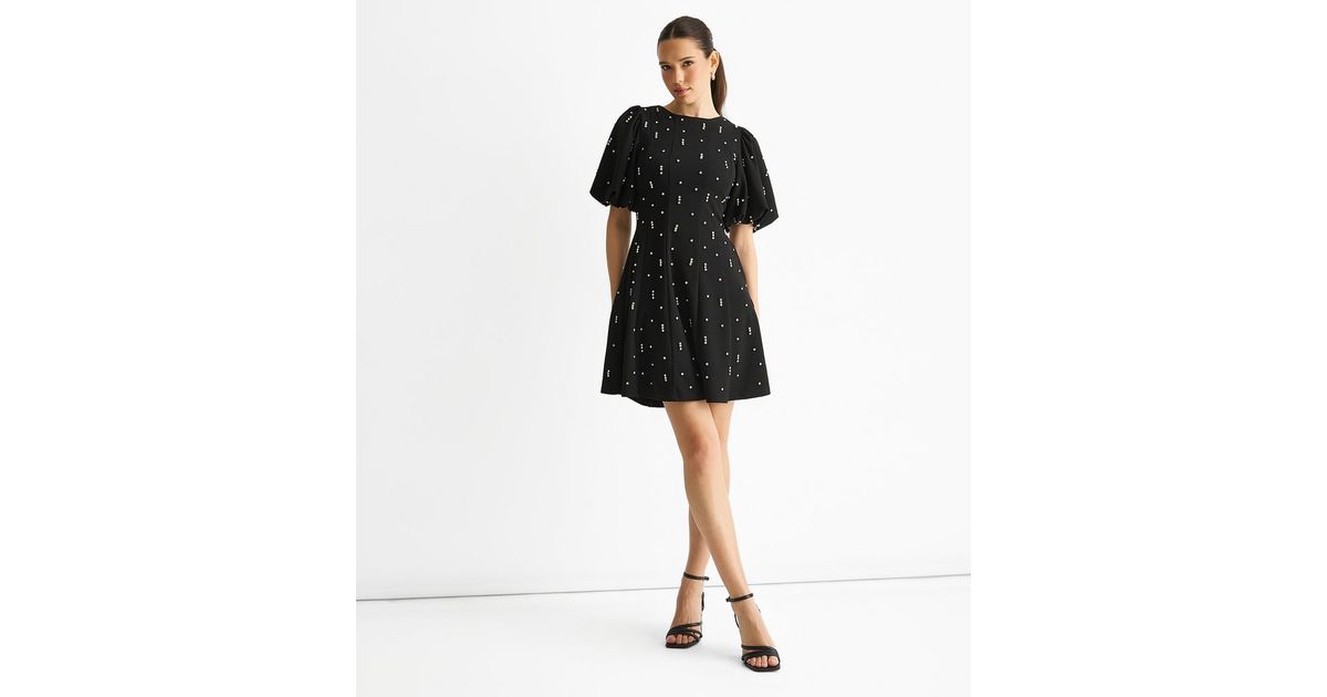 Gini London Black Diamante Embellished Mini Dress | New Look
