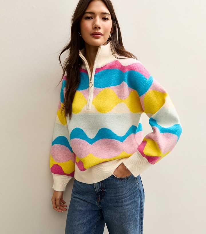 Sunshine Soul Multicoloured Patterned Half Zip Jumper | New Look