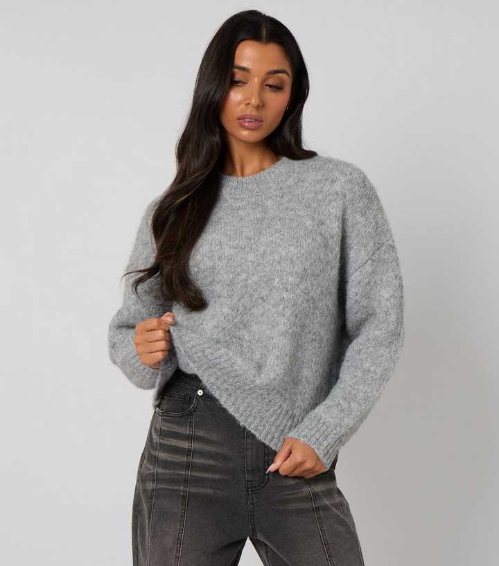 Urban Bliss Light Grey Brushed Knit Relaxed Jumper | New Look