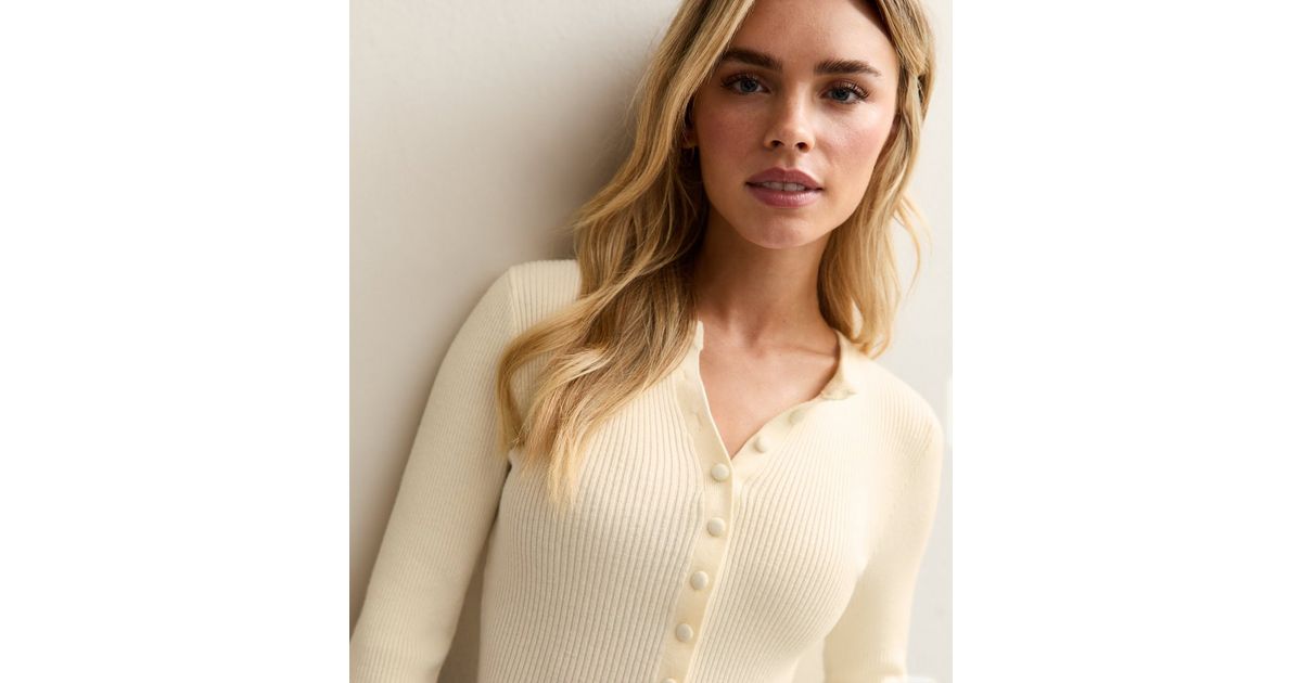 Petite Cream Lightweight Henley Jumper | New Look