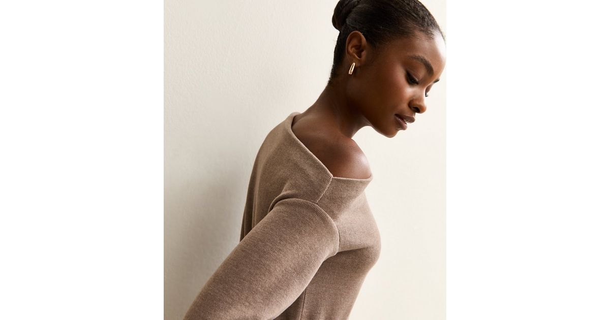 Mink Soft Touch Asymmetrical Slash Neck Tie Top | New Look
