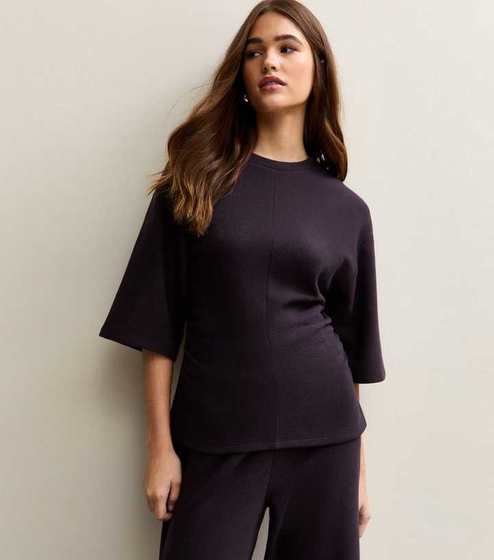 Dark Purple Soft Touch Ruched Waist Top | New Look
