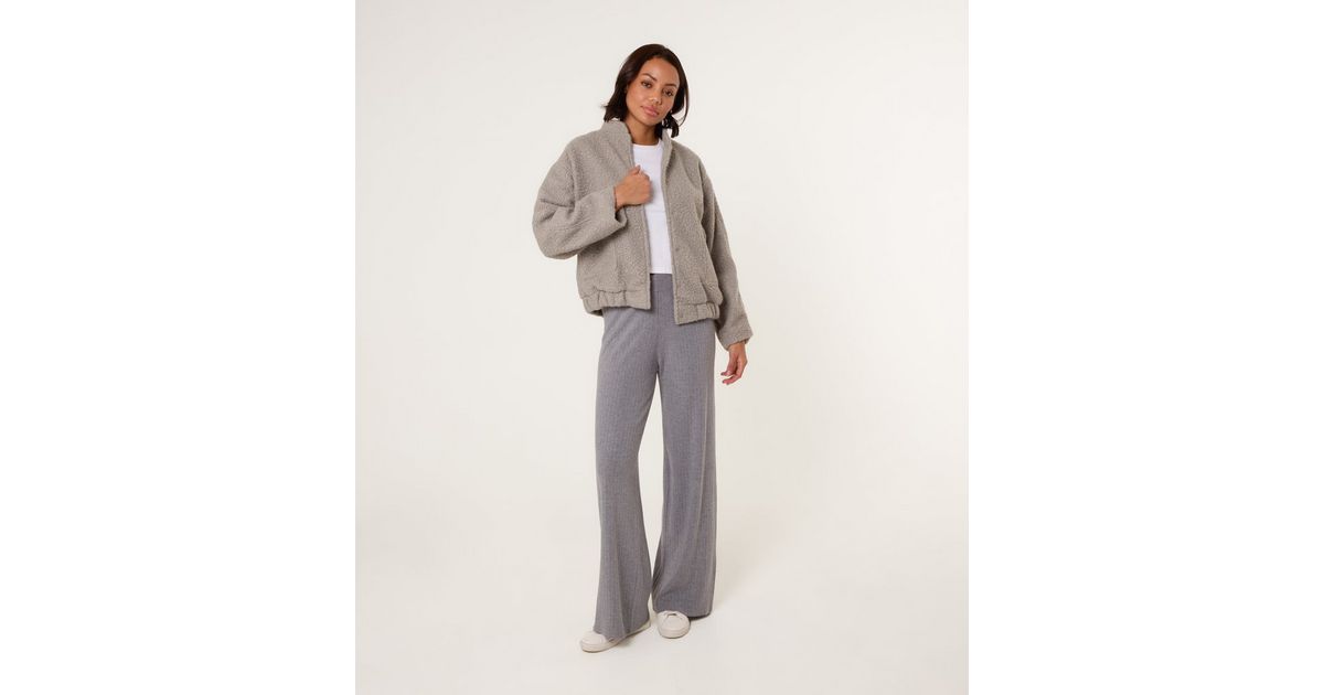 Blue Vanilla Grey Knit Wide Leg Trousers | New Look