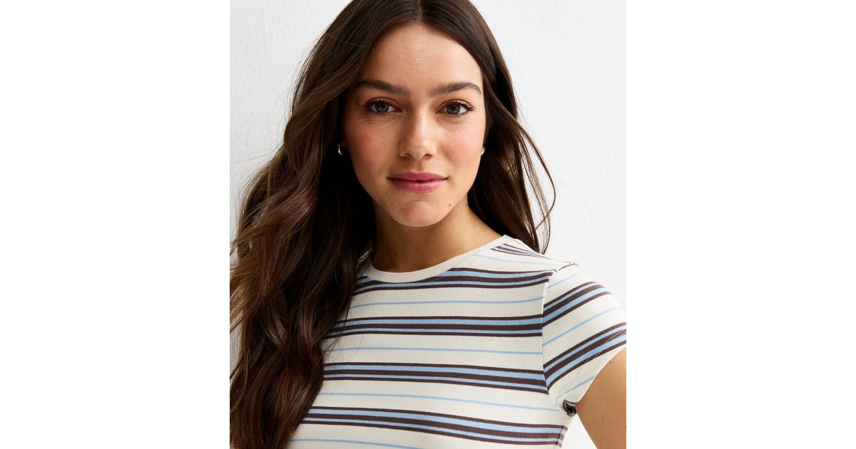 Petite Cream Striped Cropped Top | New Look