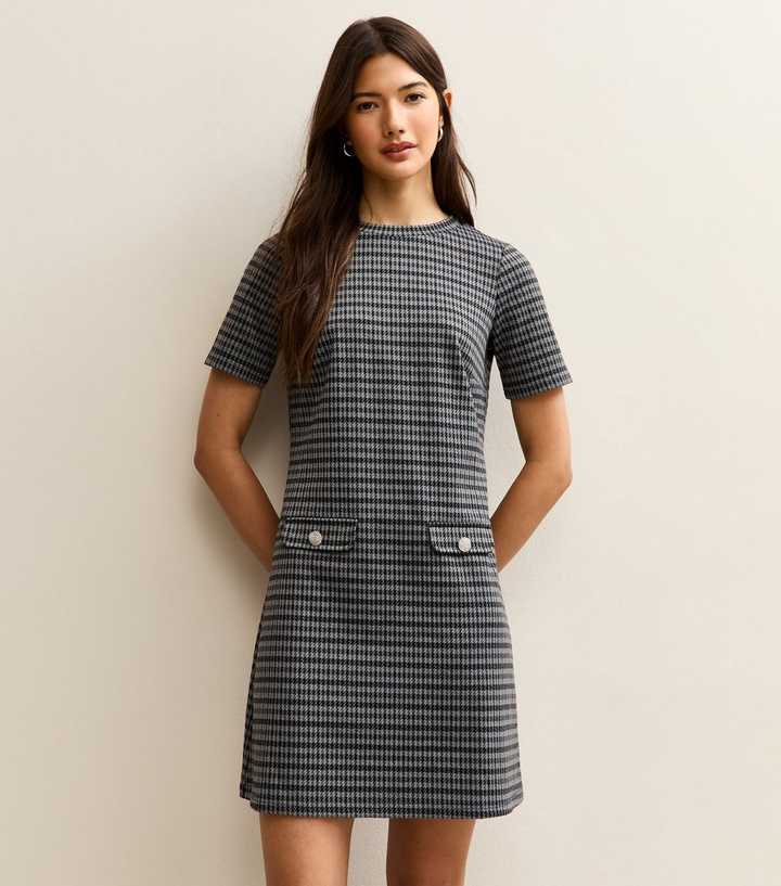 Blue Check Jacquard Mini Dress | New Look