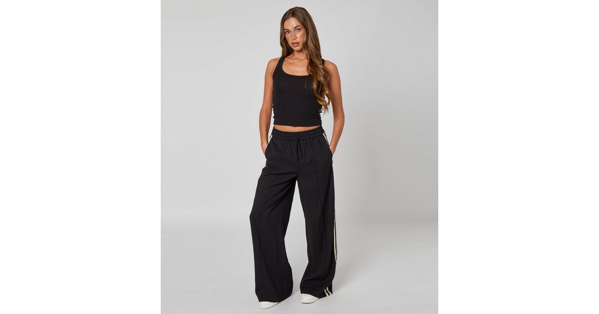 Urban Bliss Black Taped Side Wide Leg Trousers | New Look
