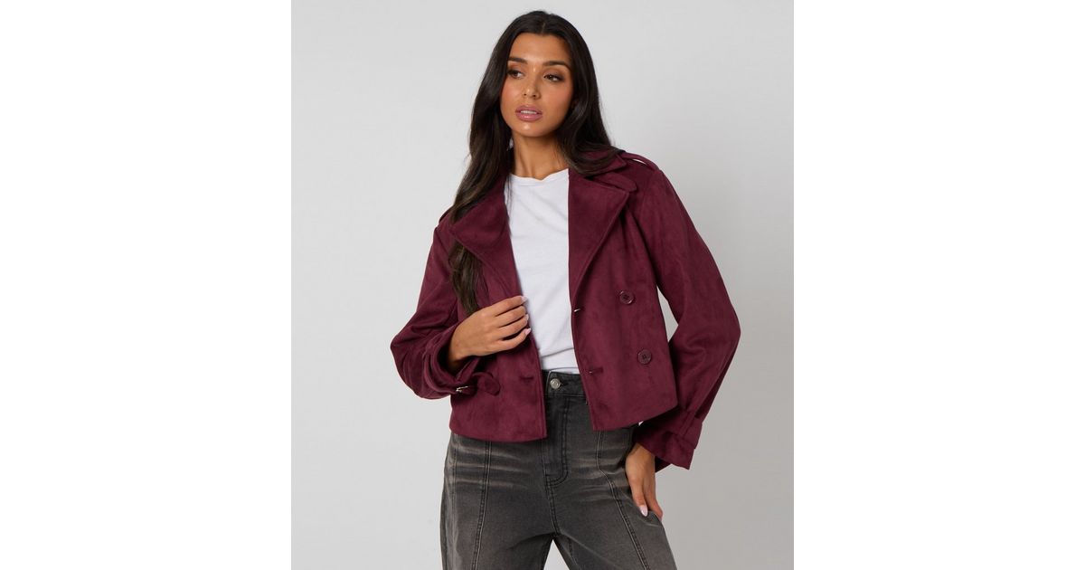 Urban Bliss Dark Purple Faux Suede Jacket | New Look