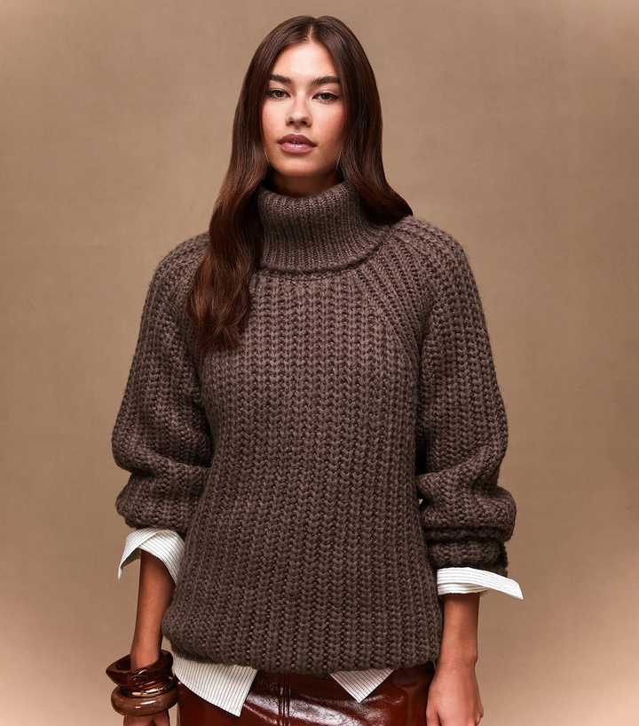 Mink Chunky Knit Roll Neck Jumper | New Look