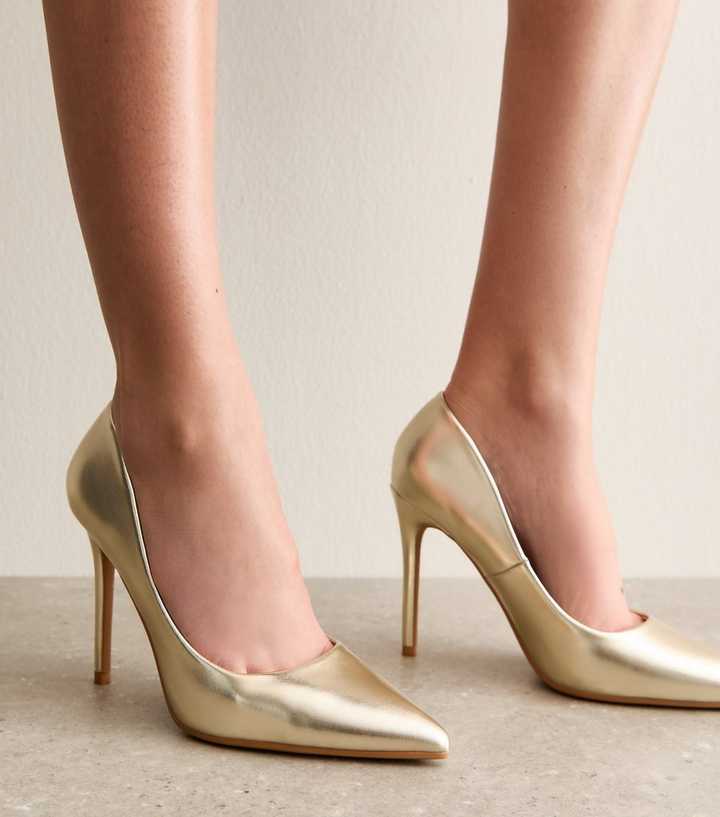 Truffle Gold Faux Leather Court Shoes | New Look