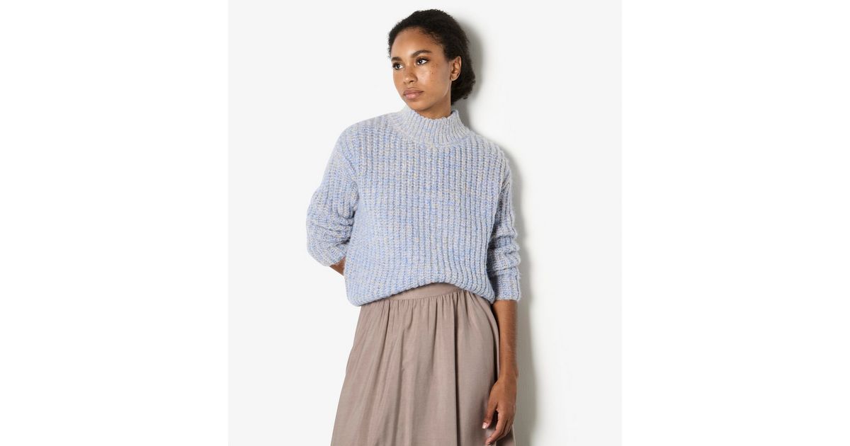 Apricot Pale Blue Fisherman Mixed Knit Yarn Jumper | New Look