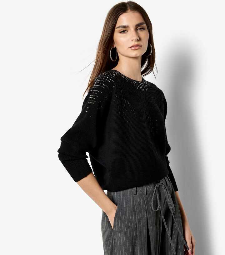 Apricot Black Gradual Sparkle Batwing Jumper | New Look