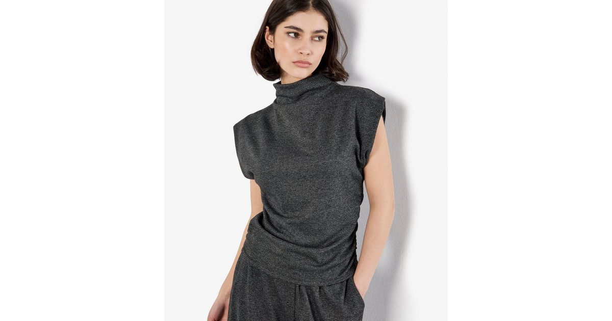 Apricot Dark Grey Dogtooth Pattern Ruched Top | New Look