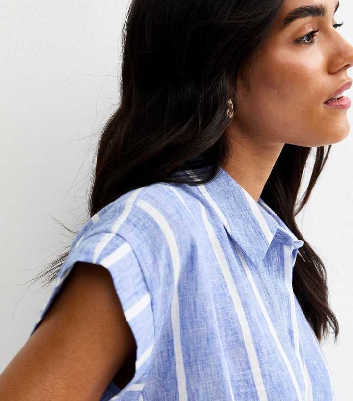 Blue Striped Tie Front Shirt | New Look
