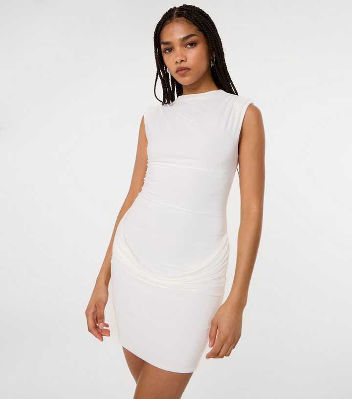 Pink Vanilla Off White Shoulder Pad Bodycon Mini Dress | New Look