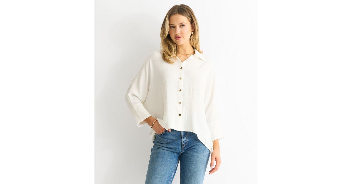 Gini London White Oversized Blouse | New Look