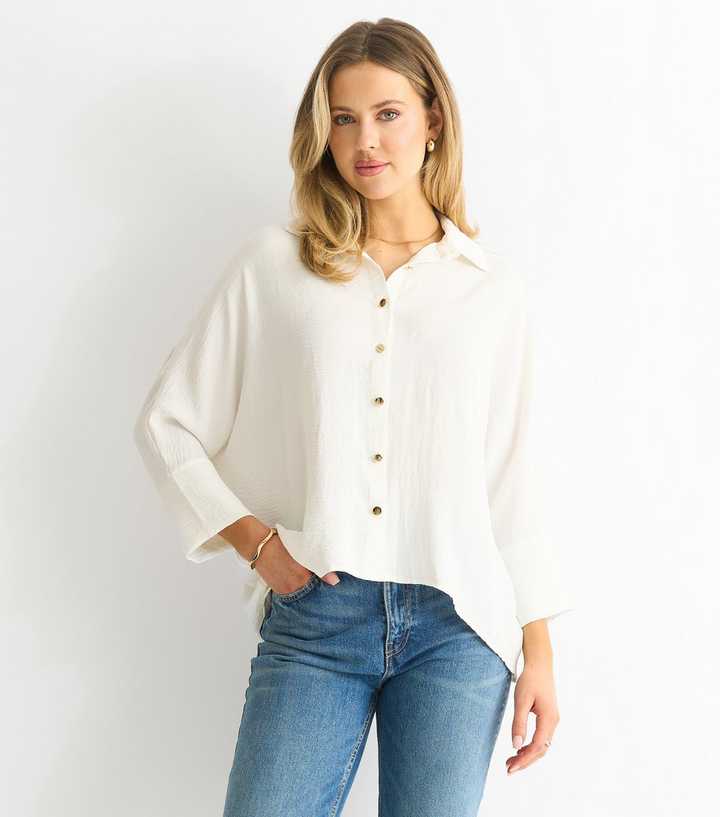 Gini London White Oversized Blouse | New Look