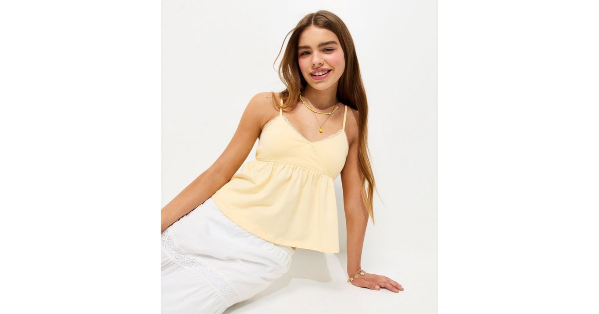Girls Light Yellow Triangle Cami Vest Top | New Look