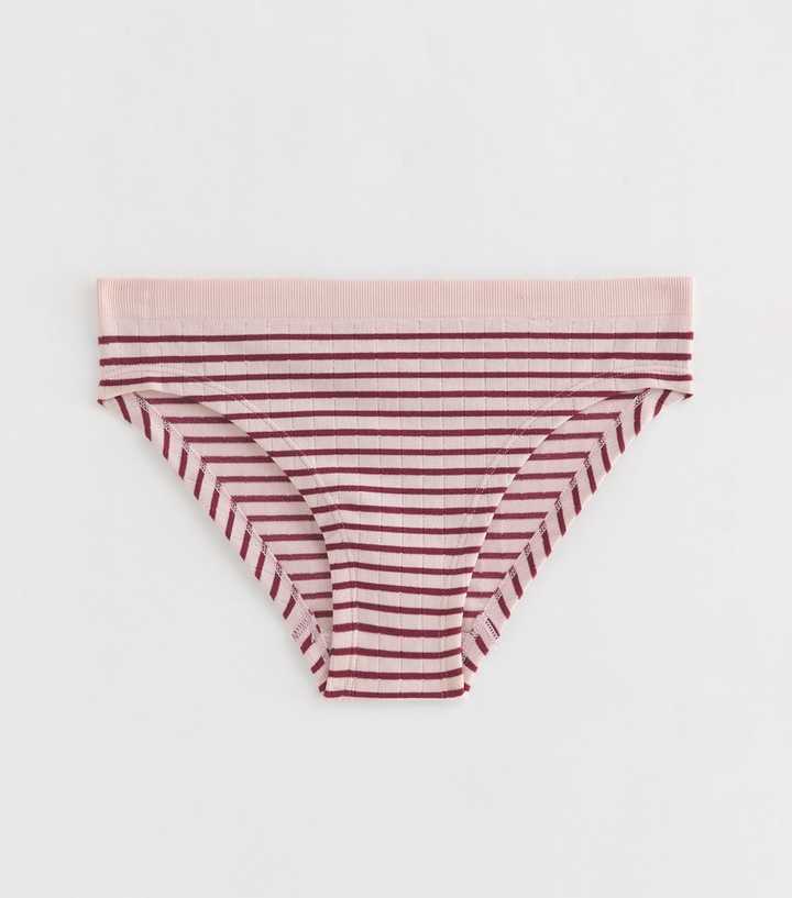 Girls Dark Burgundy Seamless Ribbed Stripe Briefs | New Look